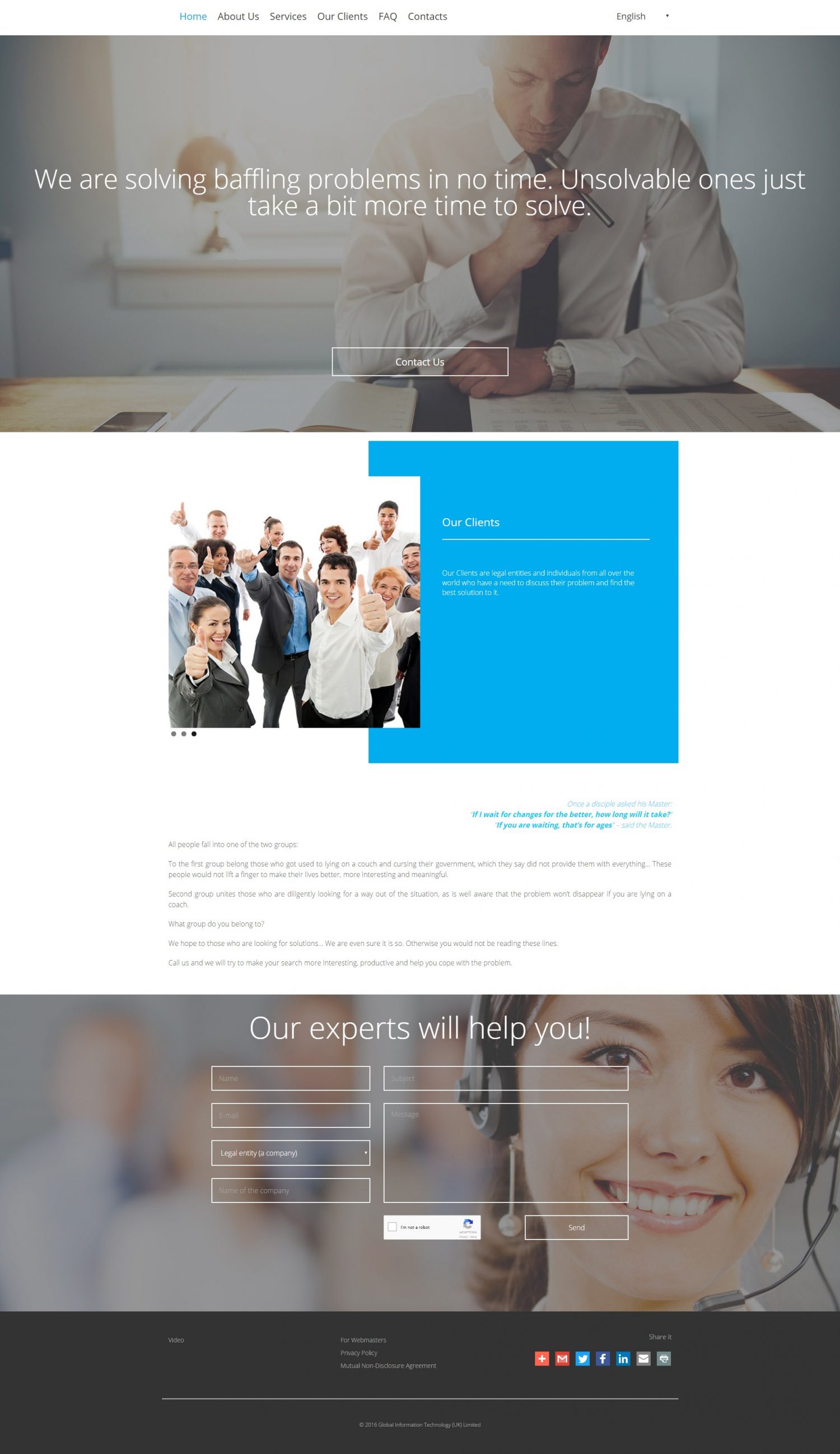 Trouble-shooter website design | CleverCrayon Design Studio